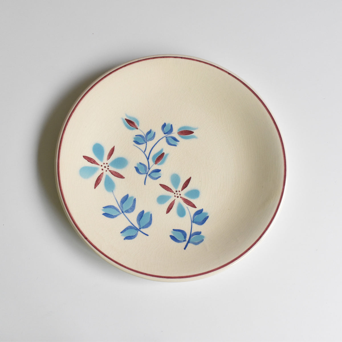 ヴィンテージデザートプレート Fleurs bleues et rouges B (クリーム） — Loane Interior