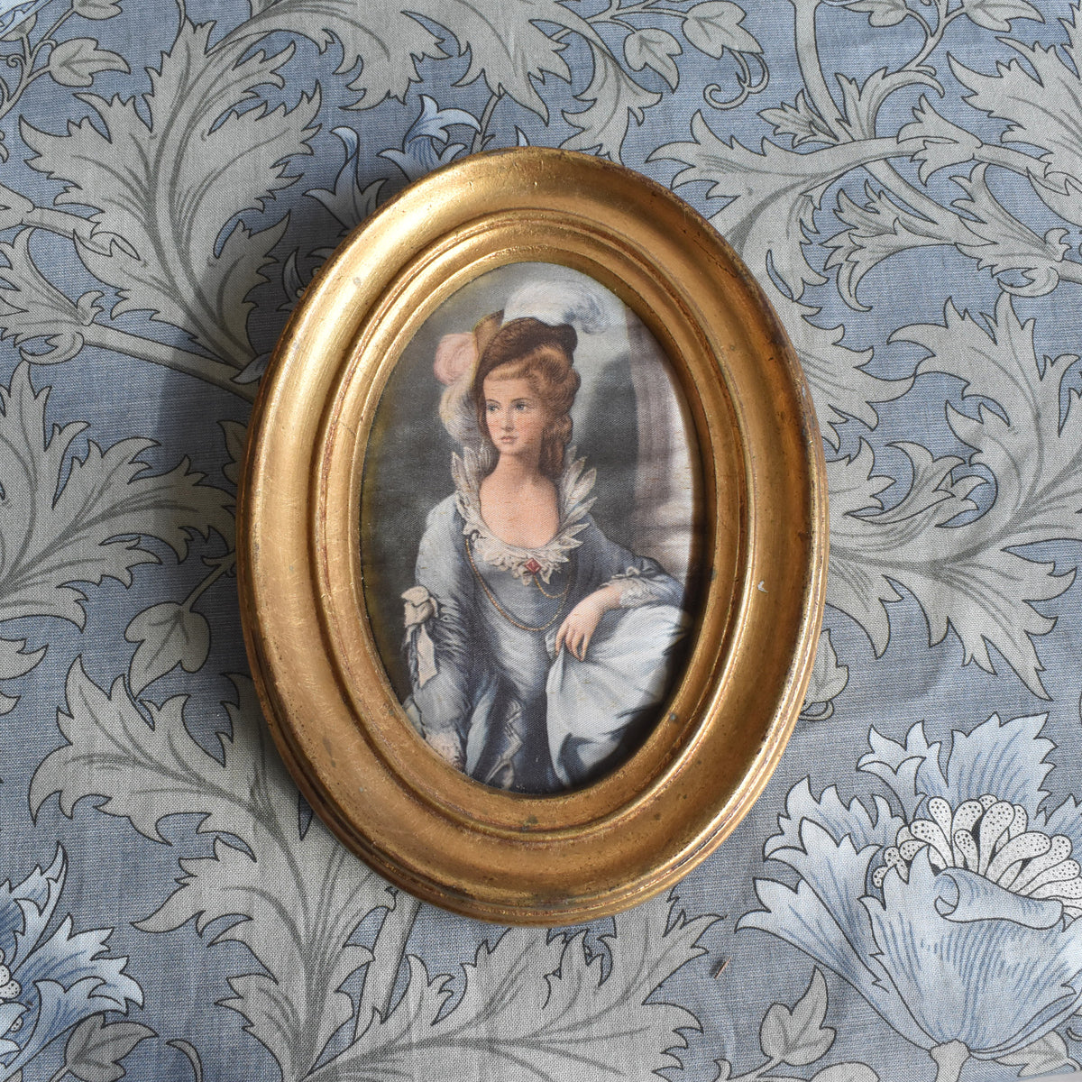 ヴィンテージオーヴァルフレーム シルク絵付き C — Loane Interior