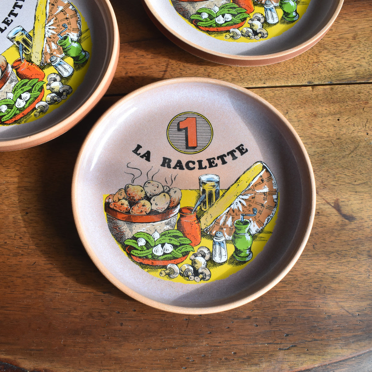 ヴィンテージプレート ジアン La Raclette (ラクレット） ピンク ① — Loane Interior